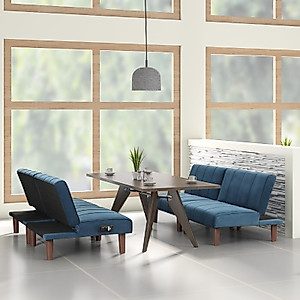 JUBILOOM Comfy Small Mini Couch, Recliner Futon, Armless Mini Sofa with Adjustable Backrest& 3 USB Port, Single Sofa Couches for Small Spaces, Living Room Office, Blue Velvet, 305BL1USB