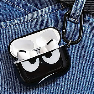 EZICOK Compatible with AirPods Pro Case Don't Touch Me Black Cool Cover with Keychain Big Eyes Cute Cartoon Shockproof Airpod Cases Accessories Smooth Soft Protective Skin for Apple Airpods Pro