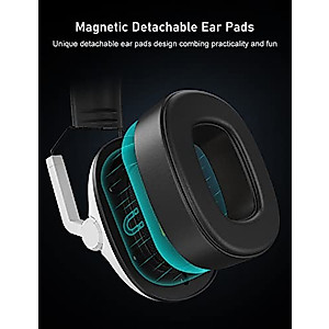 SENZER SG500 Surround Sound Pro Gaming Headset with Noise Cancelling Microphone - Detachable Memory Foam Ear Pads - Portable Foldable Headphones for PC, PS4, PS5, Xbox One, Switch - White