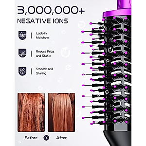 Hair Dryer Brush, 4-in-1 Hot Air Brush Blow Dryer - Straighten, Curl, Volumize & Dry in One Step, Negative Ion Blow Dryer Brush Hairbrush Blow Dryer Hair Styler with 4 Detachable Attachments, 3 Temps