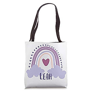 Leah Personalized Custom Name Rainbow Cute Colorful Tote Bag