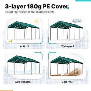 ADVANCE OUTDOOR 10x20 ft Heavy Duty Carport Potable Car Canopy Garage Party Tent Boat Shelter, Adjustable Height from 9.5 ft to 11 ft, Green