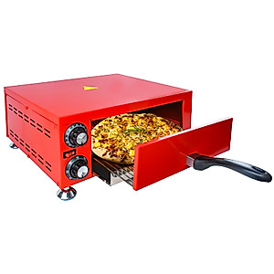KOOTEN Indoor Electric Pizza Oven, 12" Countertop Stainless Steel Pizza Maker with Removable Crumb Tray for Restaurant Home, Red