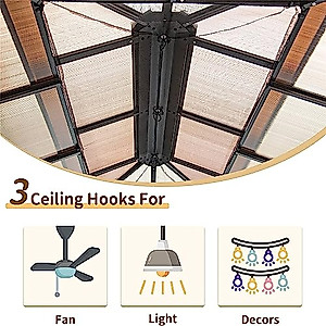 Goohome 12 x 16FT Hardtop Gazebo, Aluminum Frame Double Roof Gazebo with Mosquito Net and Curtains, Outdoor Permanent Hard Top Waterproof Pergola for Shade and Rain for Lawn, Backyard, Deck, Poolsides