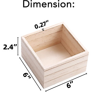 CALPALMY (8 Pack) 6" x 6" Unfinished Wooden Box Storage - Small Wooden Boxs for Crafts, Home Decor, and Wooden Centerpieces for Tables