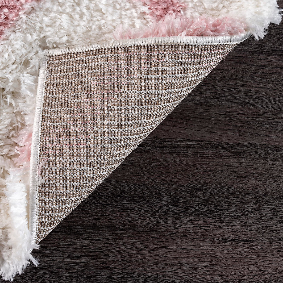 nuLOOM Nelda Trellis Kids Shag Area Rug, 8x10, Baby Pink