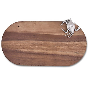 Vagabond House Barware Blue Crab on Wood Bar/Cheese Board 16.5 inch x 9 inch .75 inch Thick