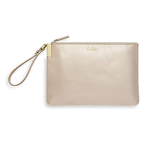 KATIE LOXTON Be Brilliant Womens Vegan Leather Secret Message Pouch Clutch Metallic Champagne