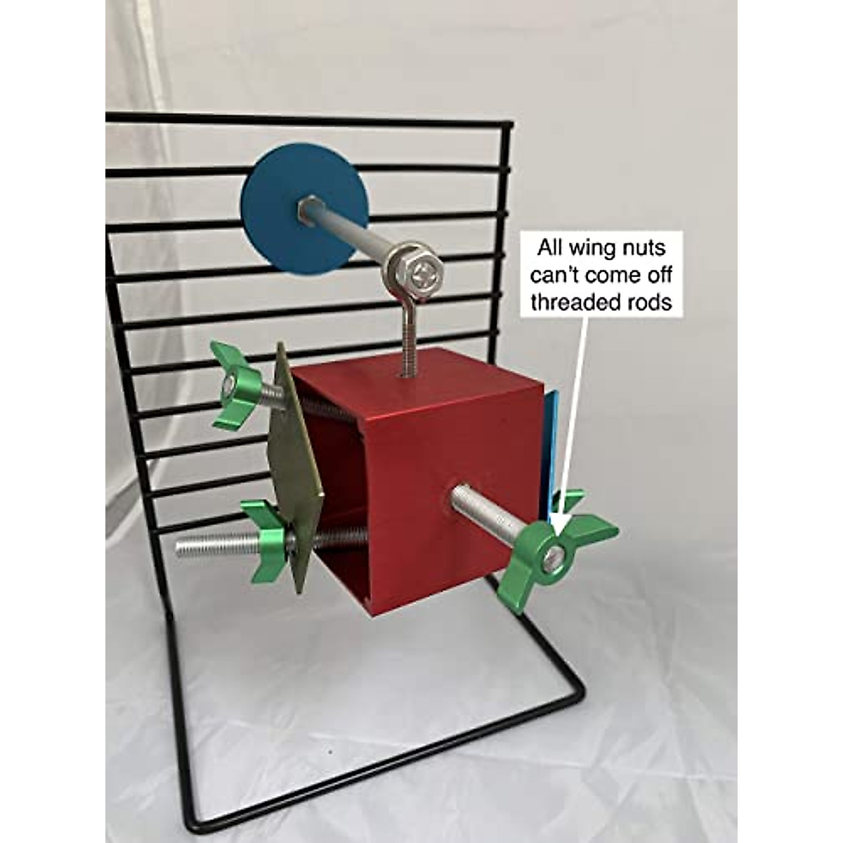 Busy Bird | Box Foraging Bird Toy - Rounded Corners, Non-Removable Wing Nuts - 100% Metal, Ultimate Brain Teaser and Mind Game for Medium to Extra Large Birds