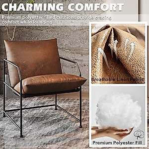 Homy Grigio Reading Chair Living Room Chairs Accent Chairs Set of 2 & 1 for Living Room Modern Teen Chairs for Bedroom Comfy Lounge Chairs Side Arm Chairs with Heavy Duty Metal Legs (Set of 1, Brown)