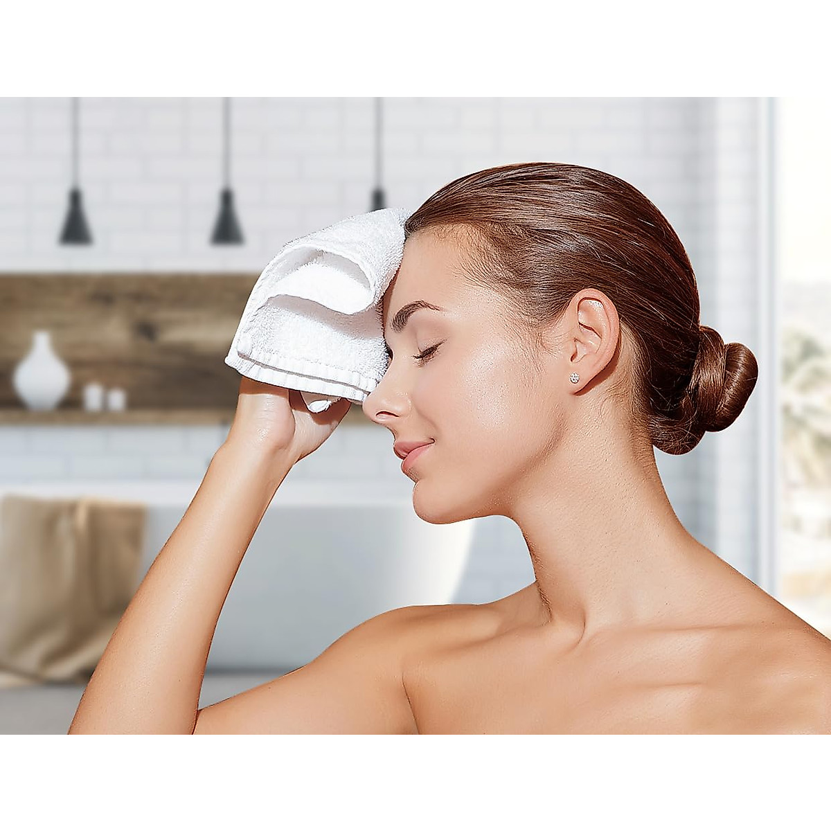 Avalon Towels Cotton Washcloths – (Pack of 48) Size 12x12 Inches, 100% Ring Spun Cotton, Soft & Absorbent Face Towels, Gym Towels, Hotel and Spa Quality, Reusable Fingertip Towels (White)