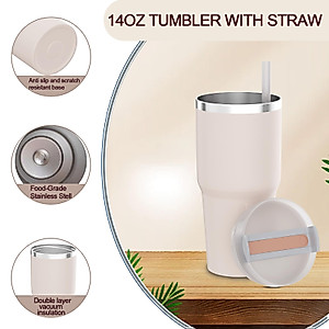 YOUEXPERT 14 oz Tumbler with Straw, Insulated Tumblers with Lid and Straw, 14 oz Cup Stainless Steel Mini Outdoor Sports Travel Tumblers - Iris