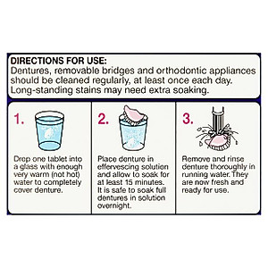 Denture Cleaner Tablets Fresh Mint Equate 240 Count With Dentu-Care Denture Retainer Cleaning Cup Case Bath With Basket Lid and Denture Brush