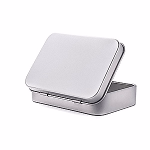 AKOAK 2 Pieces 4.5 x 3.3 x 0.86 Inch Rectangular Empty Hinged Tin Box Containers for Home Storage or Outdoor Active Storage Containers