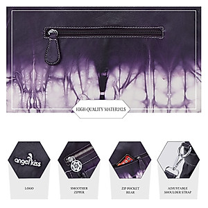 Angelkiss Women's Designer Handbag Large Double Zipper Multi Pocket Washed, Purple-z