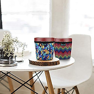 Beautyflier 2-Pieces Pint Sized Ice Cream Cozy Thicken Neoprene Ice Cream Sleeves with Elastic Handle Cover (Geometry + Plant)