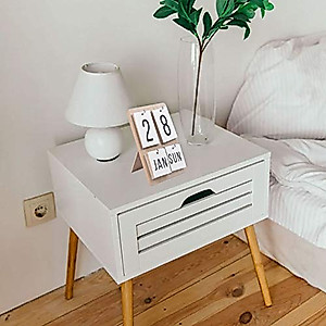 Garneck Wooden Desktop Calendar Wall Hanging Calendar Manual Perpetual Calendar Planner Schedule Year Calendar for Desk Top Office Home Decoration (White)