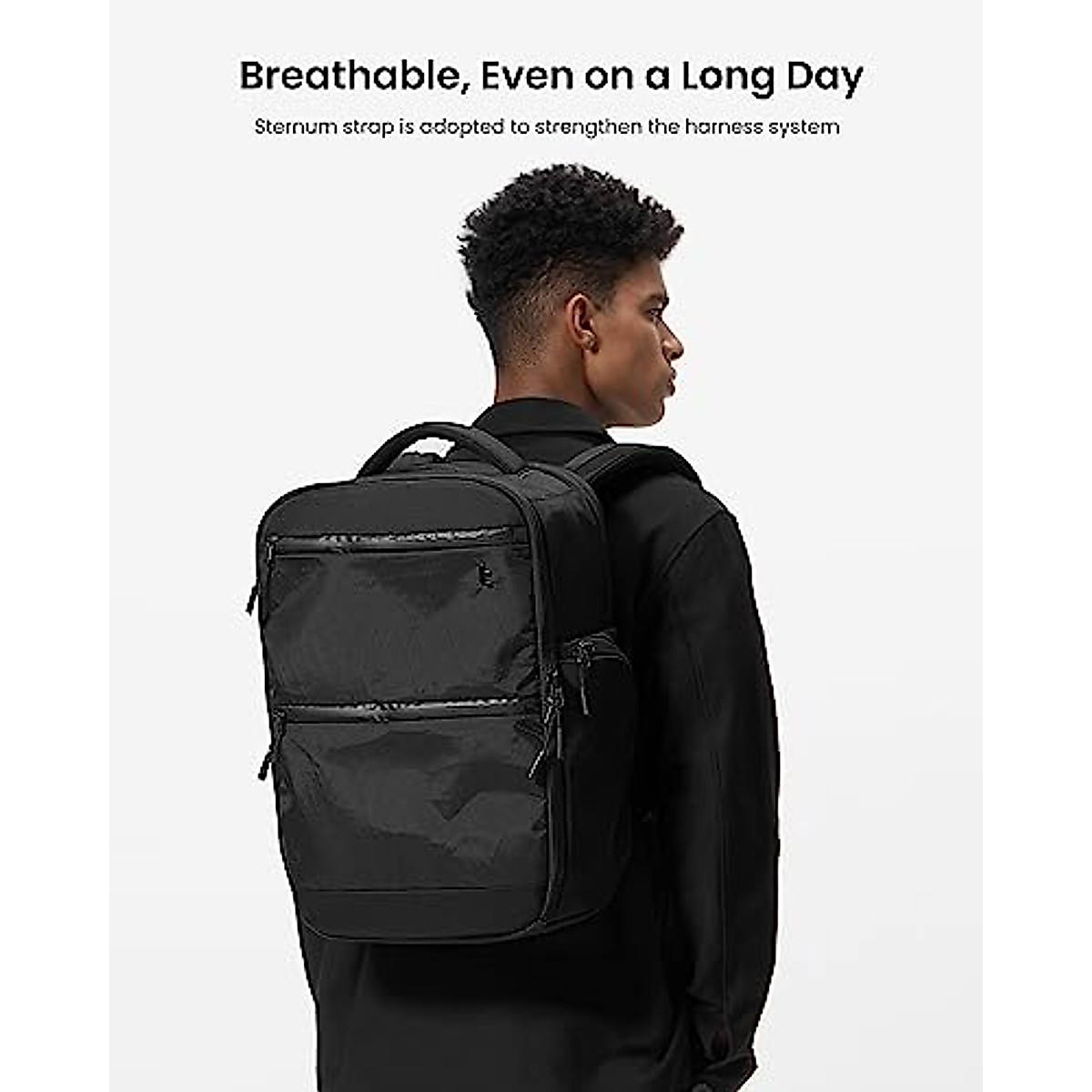 tomtoc Laptop Backpack X-Pac Techpack Designed for Business Professional Commuter, City Compact Backpack for 16-inch MacBook Pro, Black