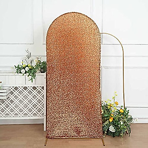 TABLECLOTHSFACTORY 6ft Shiny Antique Gold Spandex Fit Round Top Backdrop Frame Stand Cover, 2-Sided Metallic Sparkly Wedding Arch Cover