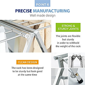 Letusto W-Rack Laundry Clothes Drying Rack - Indoor & Outdoor Folding Clothing Rack Foldable - Stainless Steel Laundry Garment Dryer Stand V2 (Square)