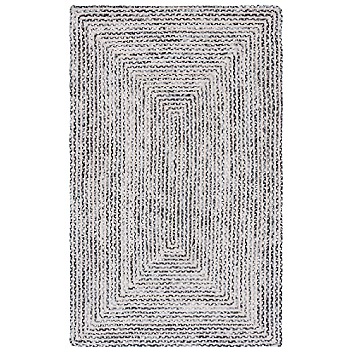 SAFAVIEH Braided Collection Area Rug - 8' x 10', Black & Navy, Handmade Farmhouse Cotton, Ideal for High Traffic Areas in Living Room, Bedroom (BRD260N)