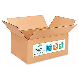 IDL Packaging Small Corrugated Shipping Boxes 14"L x 10"W x 6"H (Pack of 5) - Excellent Choice of Sturdy Packing Boxes for USPS, UPS, FedEx Shipping - Easy-to-Recycle Cardboard Boxes for Packaging