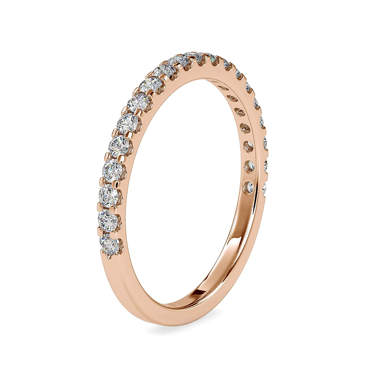 Certified Half Eternity Band Ring Studded With 0.4 Ct Natural Diamonds in 18K White Gold/Yellow Gold/Rose Gold Wedding Band Ring For Women On Her Wedding Ceremony (Color-IJ, Clarity-SI)