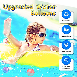 Reusable Water balloons, Self-Sealing Quick Fill Water Bomb for Boys & Girls, Silicone Refillable Water Balloons for Kids Adults Water Games Outside Summer Fun Party