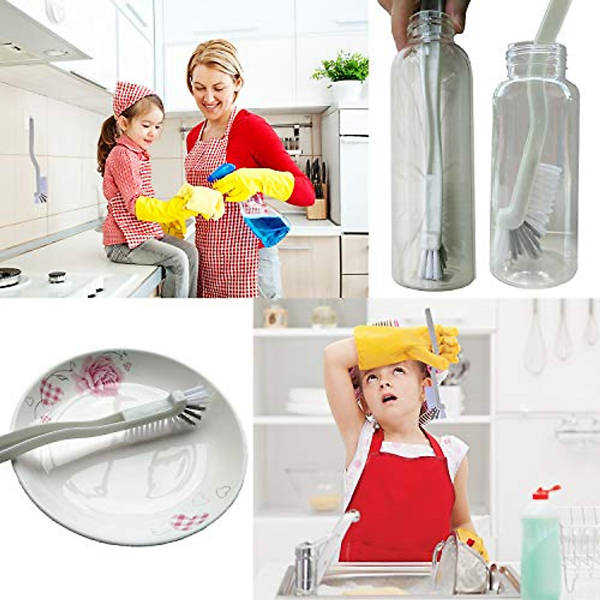AncBace Dish Brush Kitchen Cleaning Brush Bottle Brush Bathroom Scrub Brushes Sink Household Pot Pan Edge Corners Tile Lines Brush with Stiff Bristles