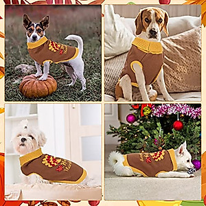 HUMLANJ Thanksgiving Knitted Dog Turtleneck Sweater Dog Sweaters Turkey Warm Pullover Sleeveless with Leash Hole for Puppy Doggy Doggie Yorkshire Chihuahua Pug
