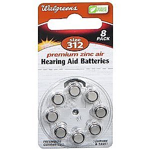 Walgreens Hearing Aid Batteries, Zero Mercury, 312, 8 ea