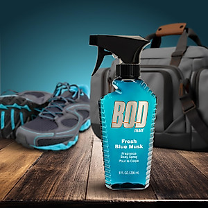 BOD man Fragrance Body Spray, Fresh Blue Musk, 8 fl oz