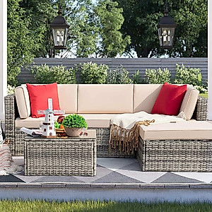 Deserqi 6-Piece Patio Cushion Cover Outdoor Patio Cushion Cover with Zipper Waterproof Replacement for 3-Piece Patio Furniture Set, Outdoor Cushion Cover Gray Coffee, Cover Only