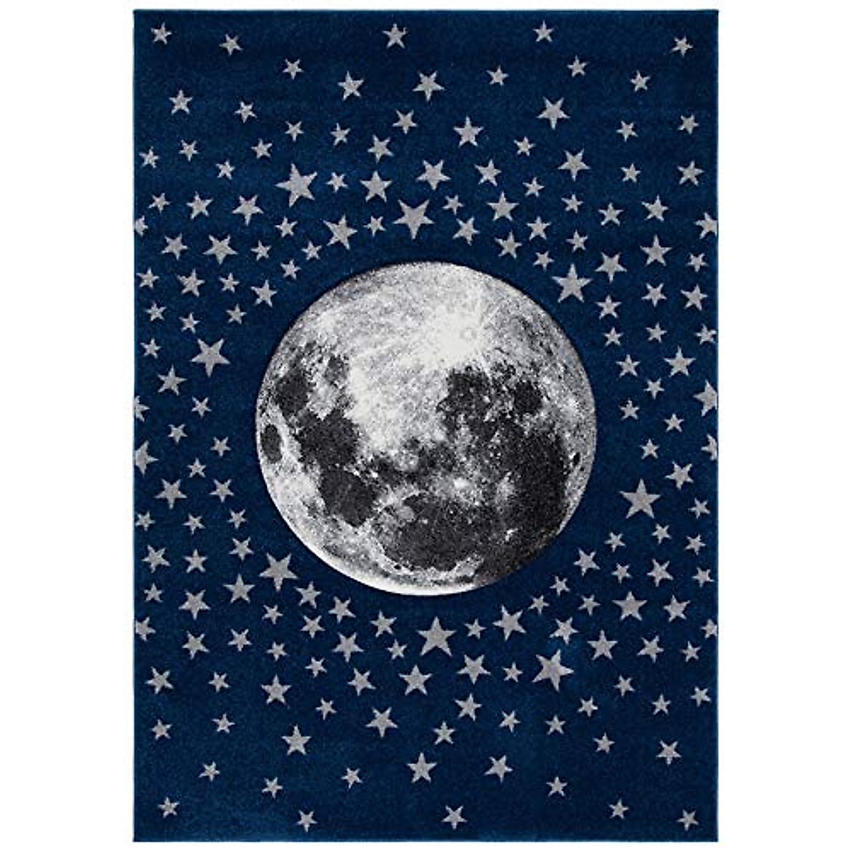 SAFAVIEH Carousel Kids Collection Accent Rug - 4' x 6', Navy & Grey, Non-Shedding & Easy Care, Ideal for High Traffic Areas for Boys & Girls in Playroom, Nursery, Bedroom (CRK135N)