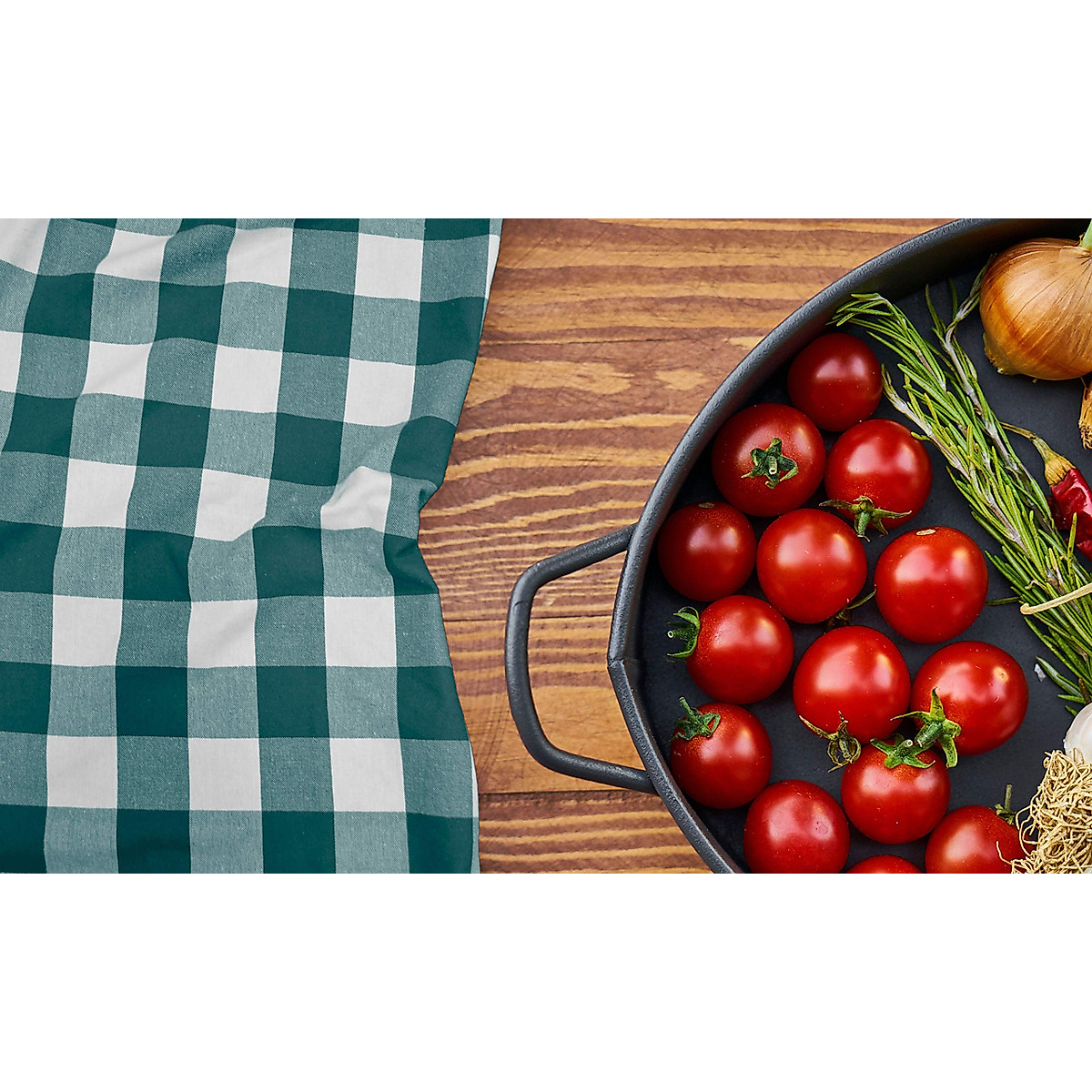 Native Fab 6-Pack Kitchen Towel with Hanging Loop 16x26 inches, Cotton Buffalo Check Kitchen Towels for Cleaning Drying, Washcloths Soft & Absorbent Cloth Rags, Bar Towel, Dish Cloth, Teal Green