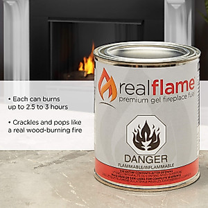 Real Flame Gel Fuel Cans - 24-Pack - Gelled Isopropyl Alcohol for Indoor or Outdoor Fireplaces