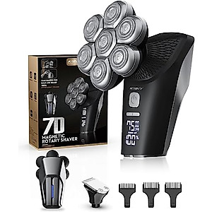 Head Shaver, Kibiy Head Shavers for Bald Men Detachable Electric Head Shavers for Men, Bald Head Shavers for Men Cordless,IPX7 Waterproof Wet/Dry Mens Grooming Kit with Display,Type-C Charge (A)