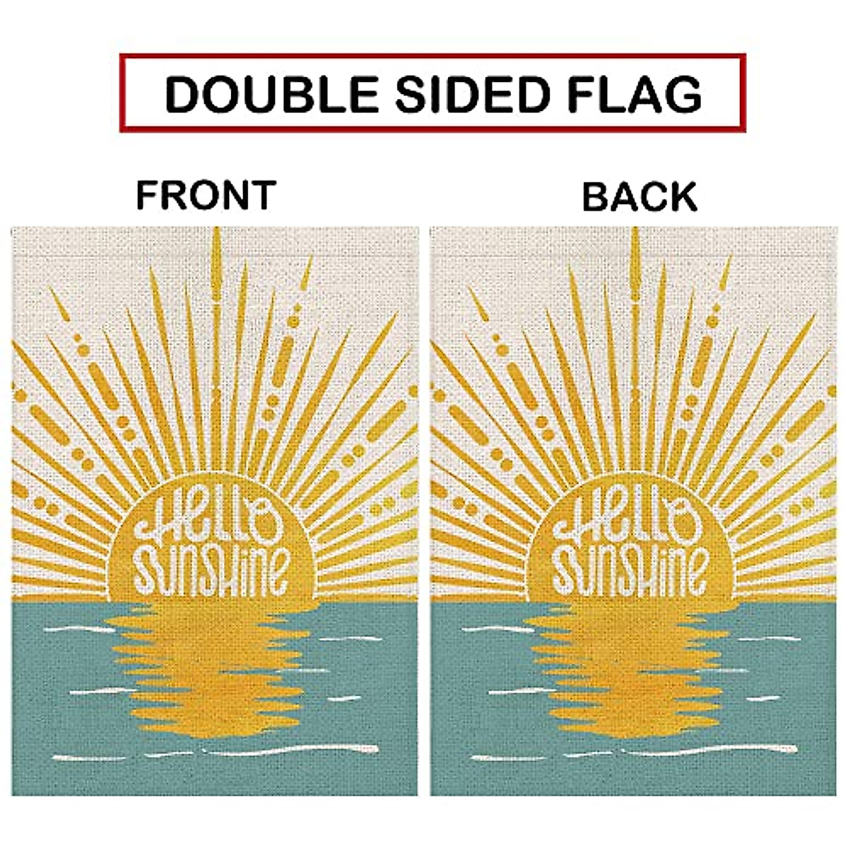 Hello Sunshine Garden Flag Sunset Over Sea Double Sided Vertical Summer Yard Outdoor Decoration 12×18 Inch (Size for Garden-12.5'' x 18'')