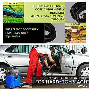 Go Green Power Inc. 14/3 50ft Black Outdoor Extension Cord - Robust, Heavy Duty - Perfect for Outdoor Tools & Equipment - GG-13850BK