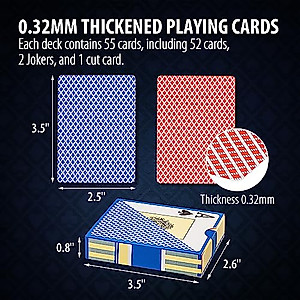 ARTISHION 2-Deck Set of Frosted Surface Plastic Wide-Size Playing Cards - 32-Silk, Large-Print, Durable Cards for All Your Card Game Needs