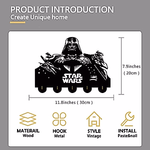 Movie Theme Key Hooks-Wall Hooks Heavy Duty 20LB(Max),Movie Wall Décor,Wood Coat Hooks, Key Holder,Key Hanger for Wall、Entryway and Kitchen