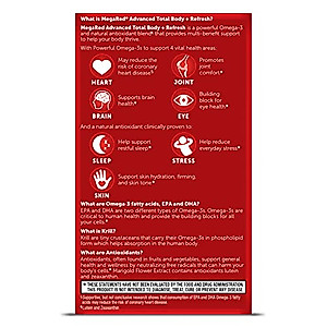 MegaRed Omega-3 Blend Total Body + Refresh 500mg Softgels, (65 Count in a Bottle), Easily Absorbed Krill Oil, to Support Your Heart, Joints, Brain & Eyes