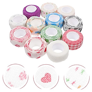 12pcs Finger Goon Tape Outdoor Tape Elastic Self Adherent Wrap Finger wrap Support Gauze Tape Self-Adhesive Tapes for Finger Wristband Finger Guard Non-Woven Fabric Student