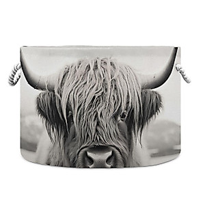xigua Cotton Rope Basket Highland Cow Baby Laundry Basket Blanket Kids Toy Storage Basket Glove Box