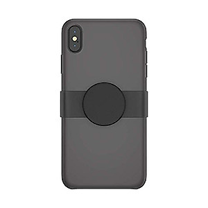 PopSockets: PopGrip Slide Non-Adhesive Phone Grip & Stand with a Swappable Top for iPhone X/XS Silicone Case - Black Haze