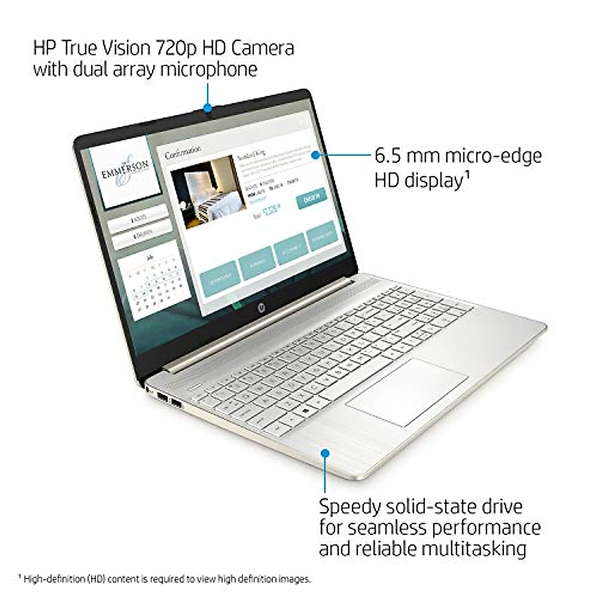 HP Pavilion Laptop (2021 Latest Model), AMD Athlon 3050U Processor, 16GB RAM, 512GB SSD, Long Battery Life, Webcam, HDMI, Bluetooth, WiFi, Gold, Win 10 + Oydisen Cloth