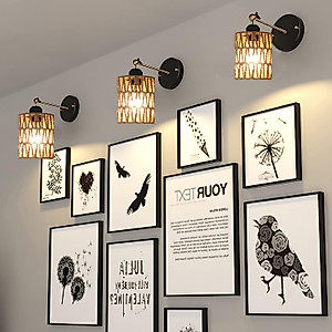 2 Pack Rattan Lamp Shade, Retro Small Wicker Lamp Shade Replacement, 6in Height, 4.9in Diameter, Woven Lampshade for Floor Lamps, Pendant Light, Chandelier, Desk lamp, Wall Sconces Light Fixture