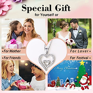 Kovtia Love Forever Heart Necklace 14K Gold Plated Heart to Heart Delicate Wedding Necklace for Women, Valentine’s Day Gift,Mother’s Day Presents Jewelry (Silver)