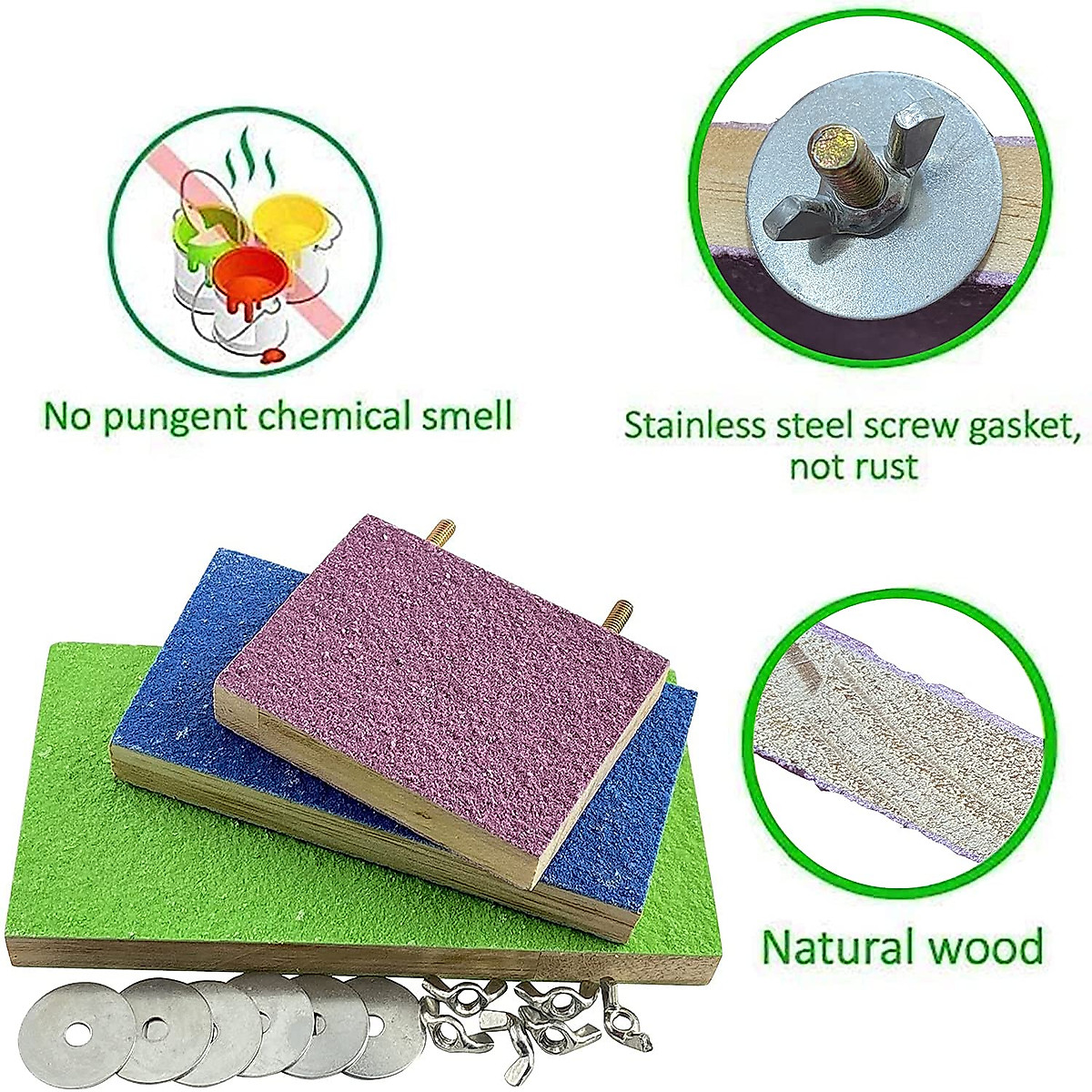 3 Pcs Bird Stand Platform, Wood Playground Paw Grinding Clean, for Pet Parrot, Rat Mouse Cage Accessories Exercise Toys, Random Color