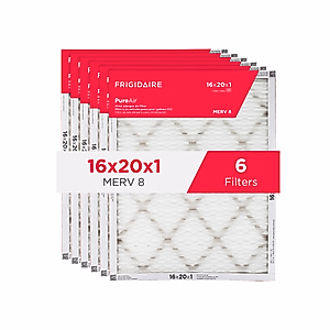 Frigidaire PureAir® 16x20x1 MERV 8 Allergen Electrostatic Pleated Air Conditioner HVAC AC Furnace Filters - 6 Pack